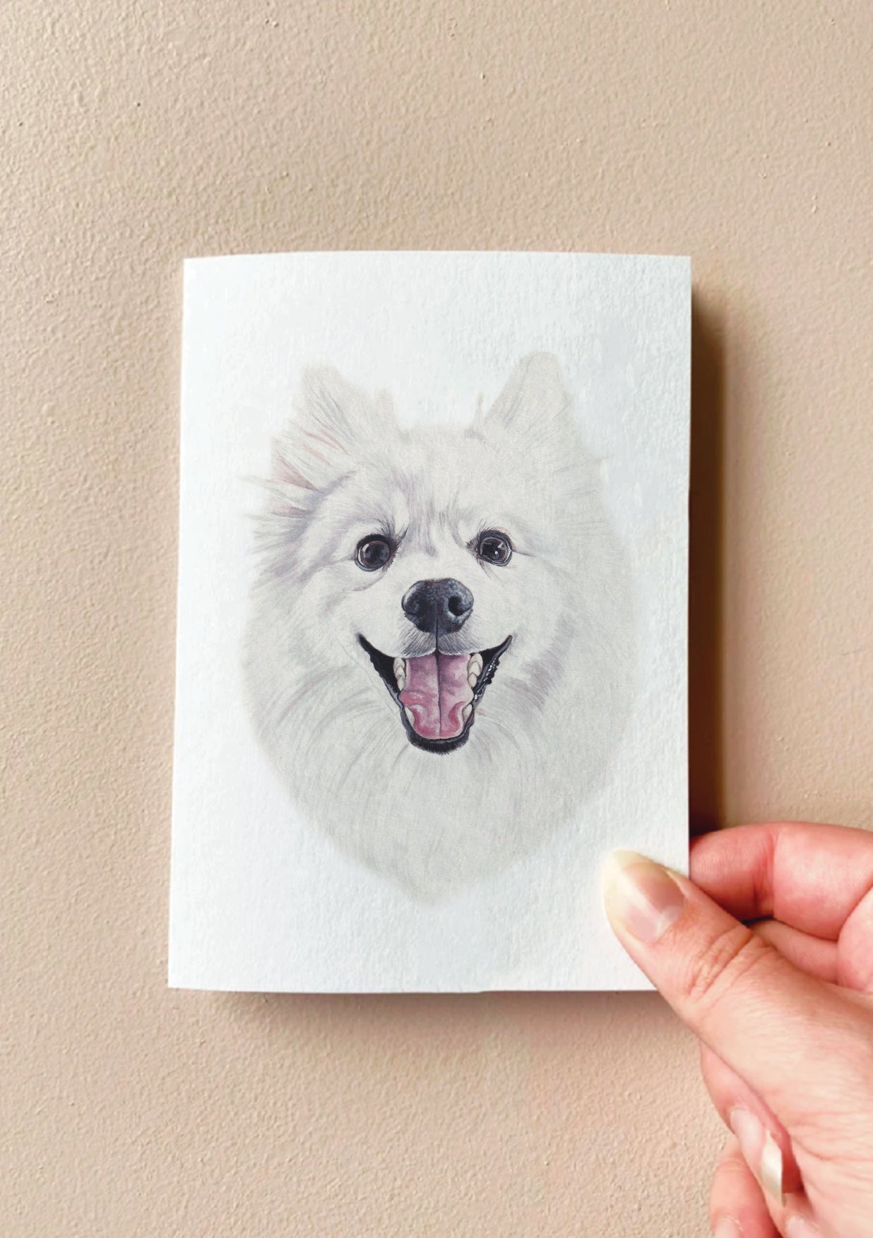 Yuki the Japanese Spitz Card | Annalise Paints